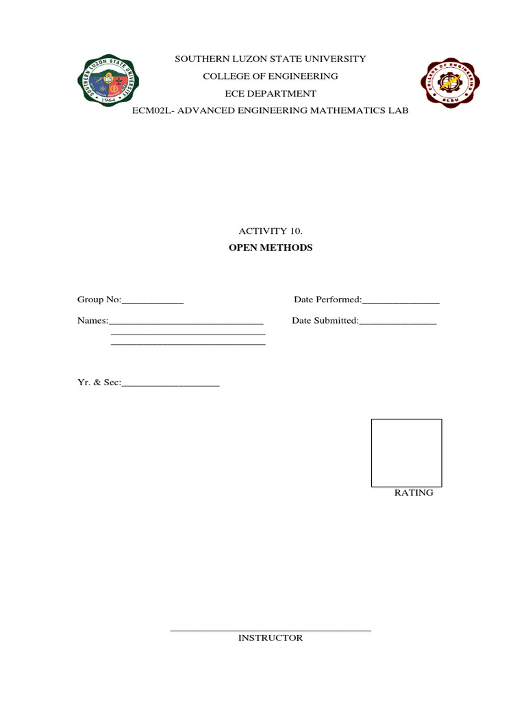 Activity 10 Open Methods PDF Analysis Algorithms