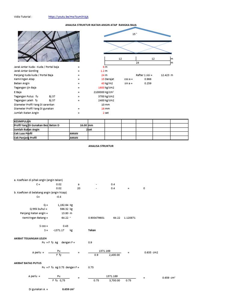 112 Analisa Ikatan Angin Atap Baja 2 | PDF