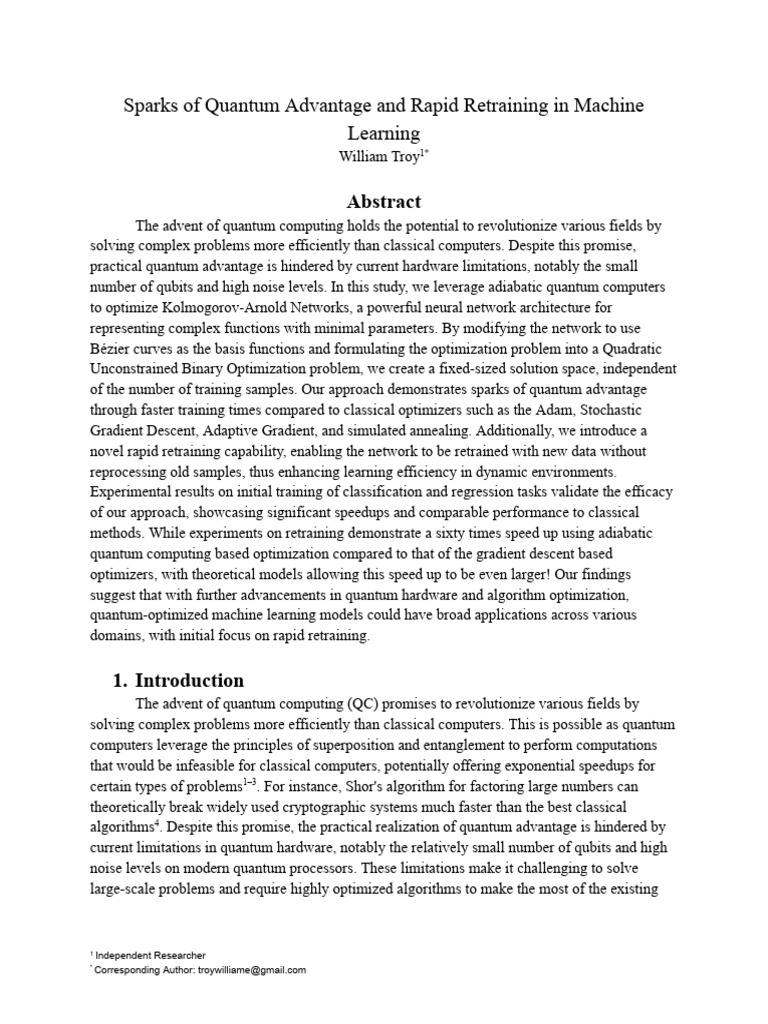 Sparks of Quantum Advantage and Rapid Retraining in Machine Learning ...