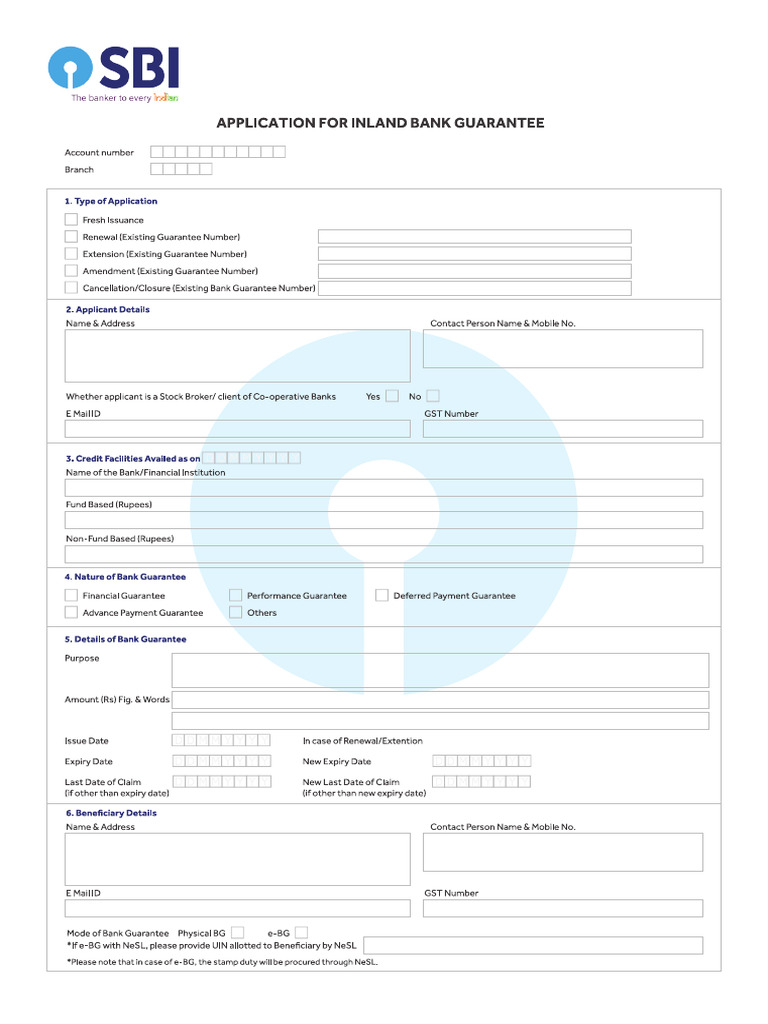 Application For Inland Bank Guarantee | PDF