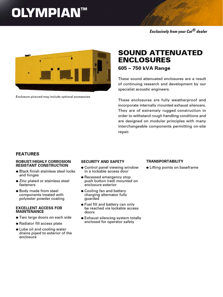SOUND ATTENUATED Enclosure 605-750kva | PDF | Door