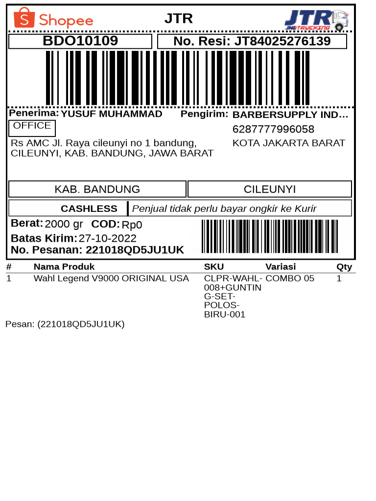 LABEL SHOPEE BSI 2 (11-17) Cek | PDF