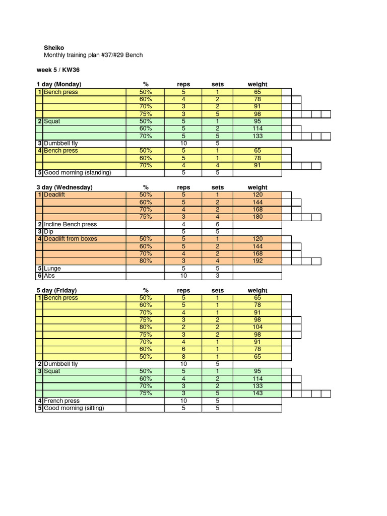 Sheiko 29-37 Woche 5-8 | PDF | Weight | Management Of Obesity