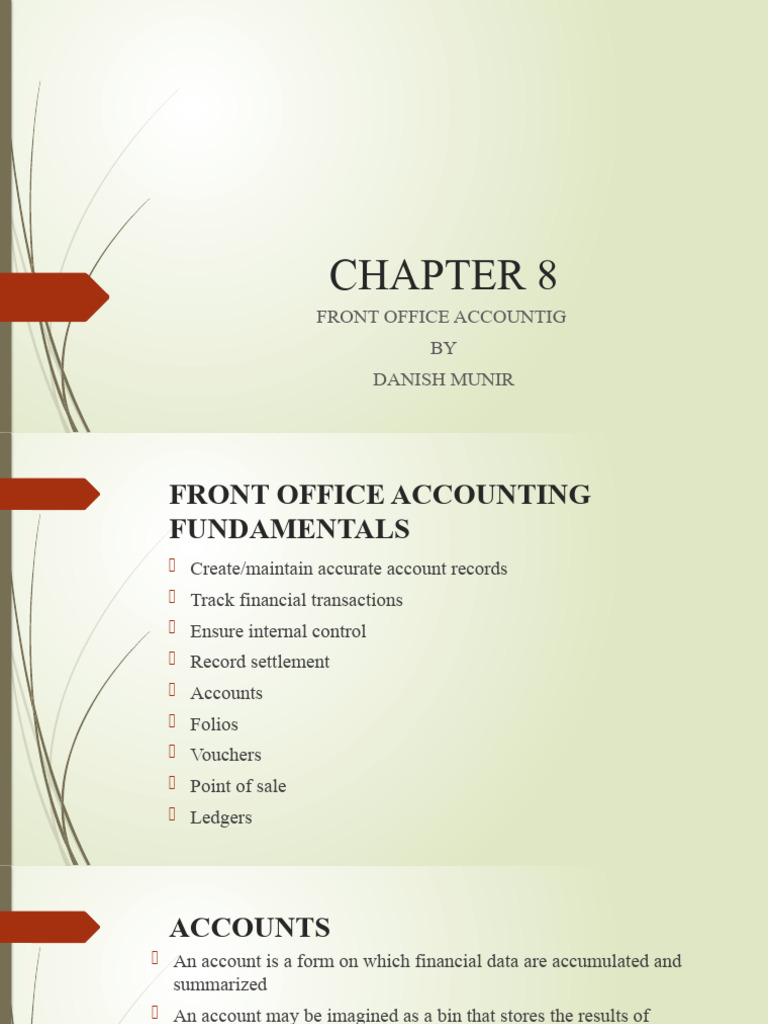 CHAPTER 8 Front Office Accounts | PDF | Credit Card | Debits And Credits