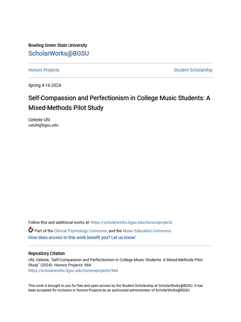 Self-Compassion and Perfectionism in College Music Students - A Mi ...