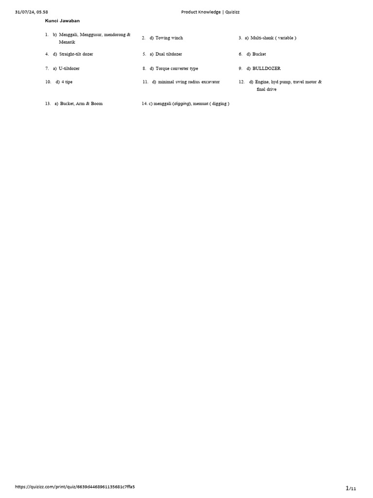 Product Knowledge Quiz Answers | PDF | Automotive Industry ...