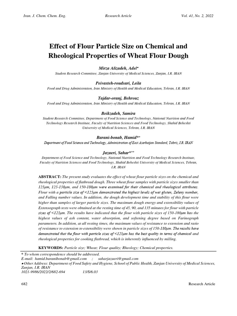 Flour Particle Size Effects on Dough Quality | PDF | Flour | Mill ...