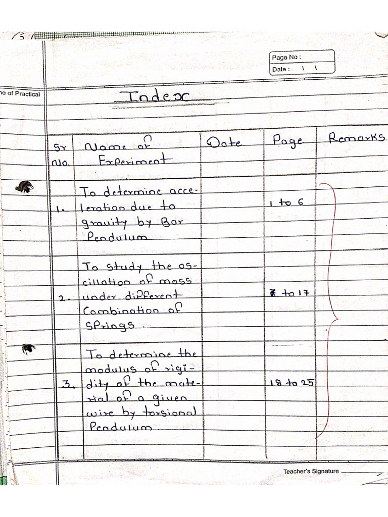 Physics Practical 1st Year (Sem 1) | PDF
