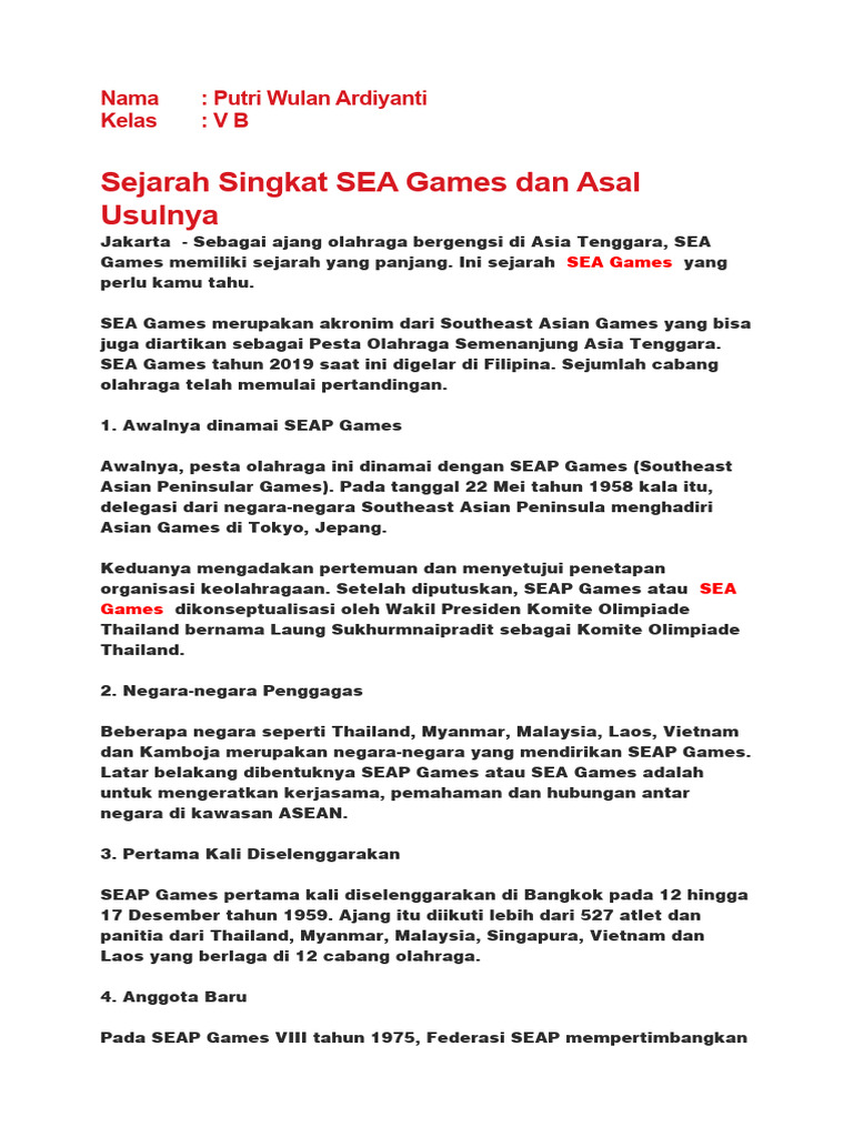 Sejarah dan Asal Usul SEA Games | PDF