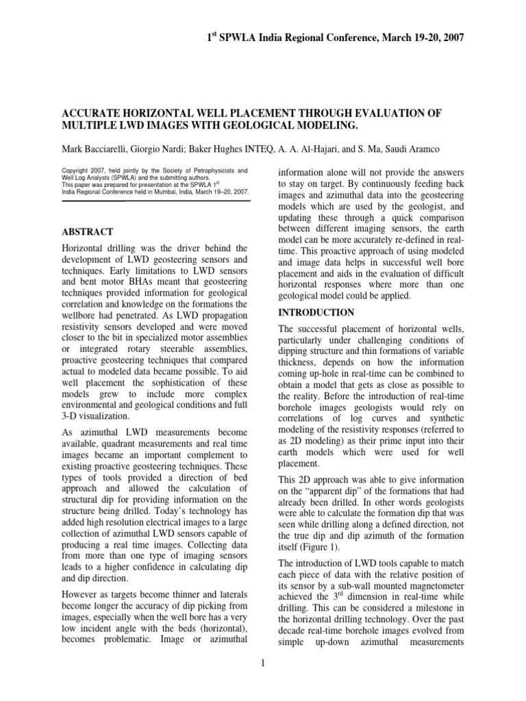 Successful Horizontal Well Placement | PDF | Electrical Resistivity And ...