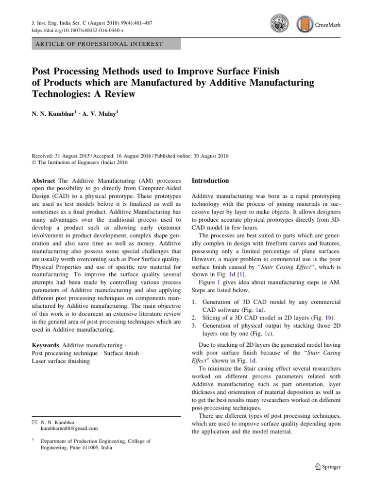 Post Processing Methods Used To Improve Surface Finish of Products Which Are Manufactured by ...