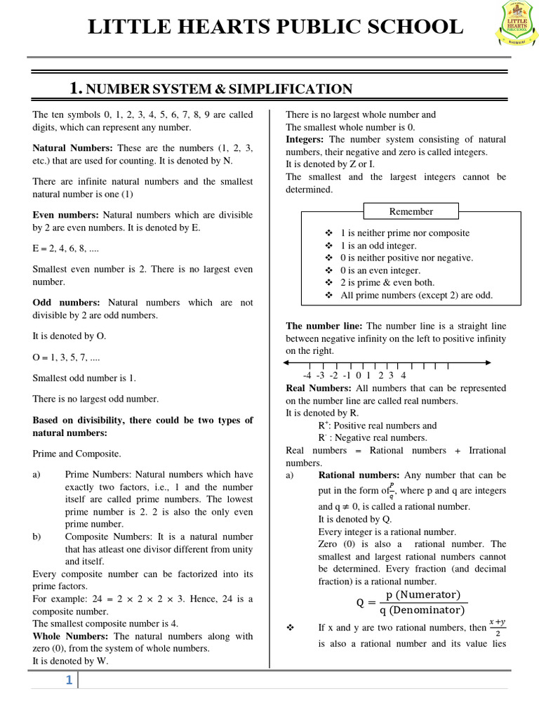 Number-System-Simplification 9th Class | PDF | Numbers | Rational Number