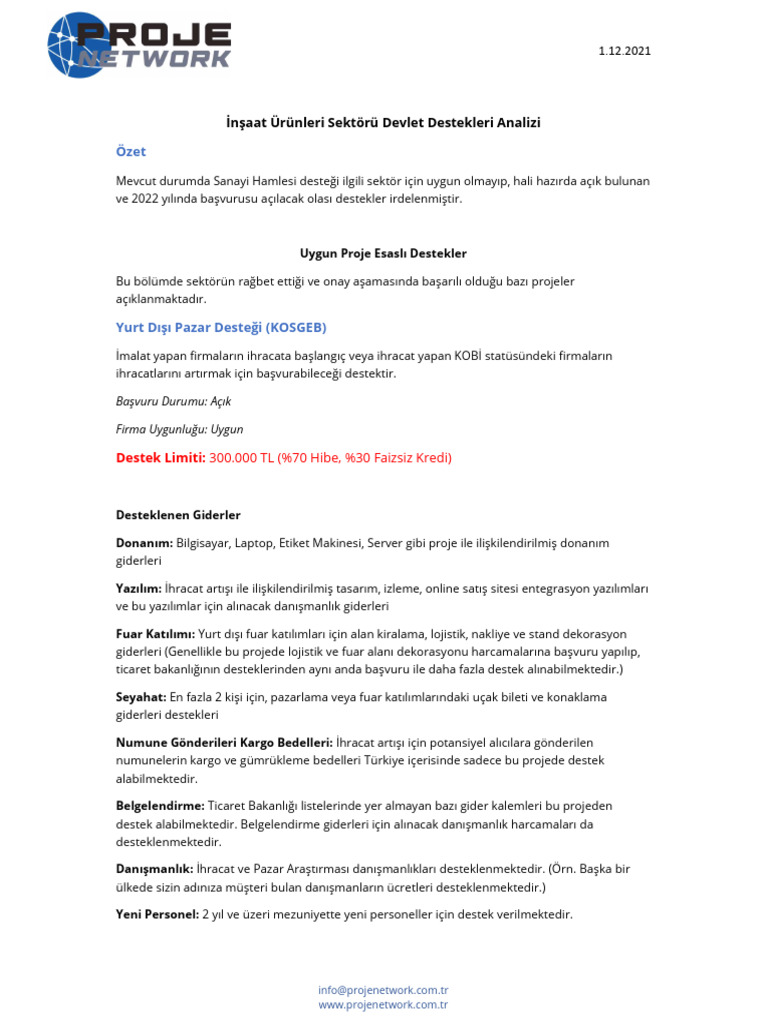 İnşaatÜrünleriSektörü Analiz | PDF