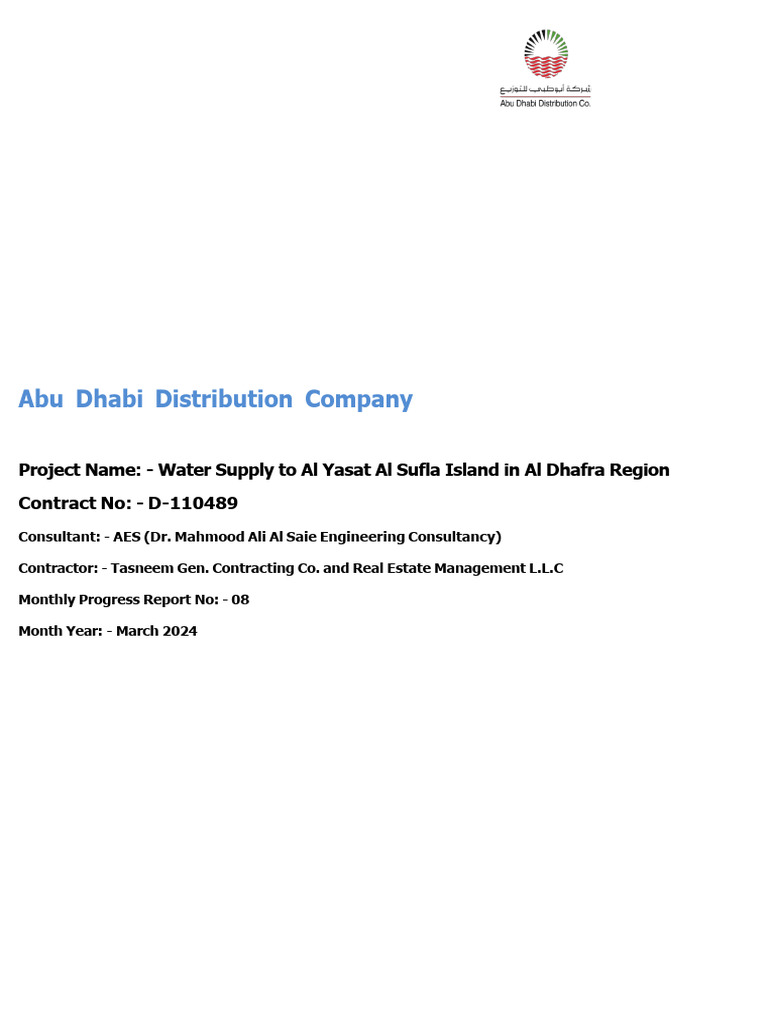 March 2024 Progress Report: Al Yasat Project | PDF | Risk | Pipe (Fluid ...