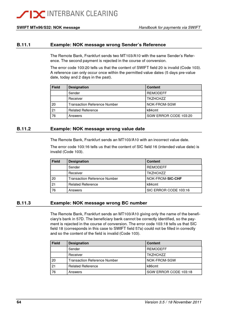 SWIFT Handbook Pages 64 | PDF | Finance & Money Management