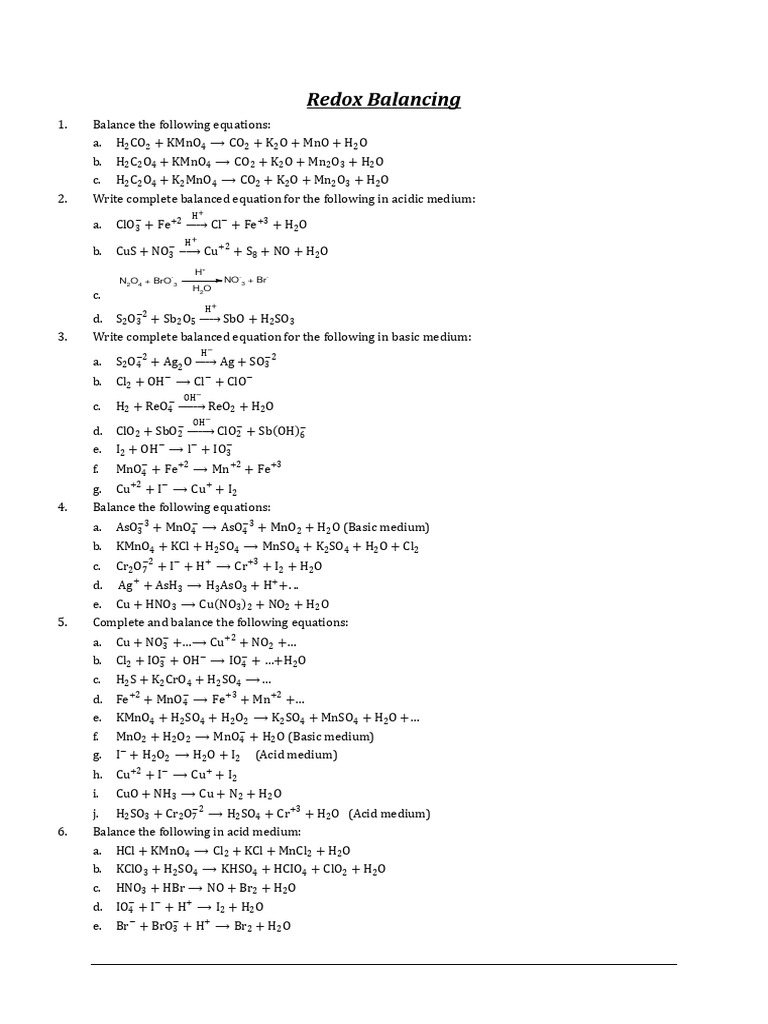 Redox Balancing | PDF