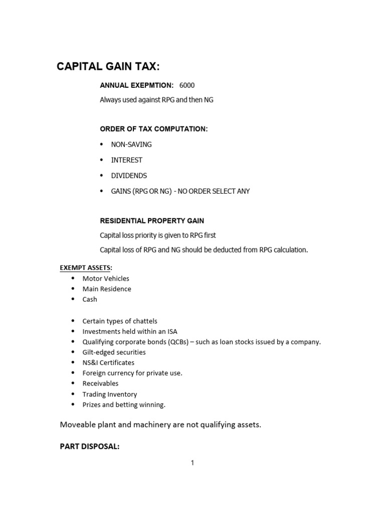 Capital Gains Tax Guide | PDF | Capital Gains Tax | Capital Gain