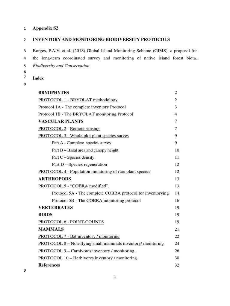 BORGES 2018 GIMS Appendix S2 - Protocols | PDF | Trees | Canopy (Biology)