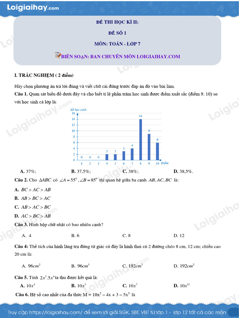 De Kiem Tra Hoc Ki 2 Toan 7 de So 1 Canh Dieu 1680598837 | PDF