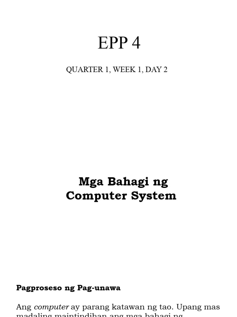 EPP 4, PPT Quarter 1 Week 1 Day 2 | PDF