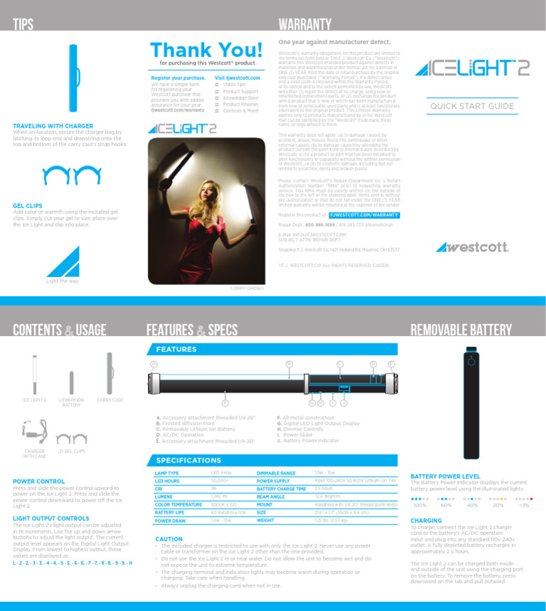 WESTCOTT Ice Light 2 Quick Start Guide | PDF | Manufactured Goods ...