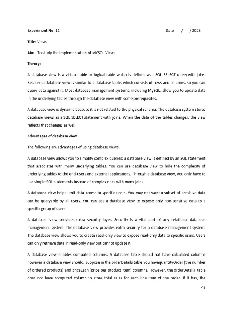 Experiment No 11 | PDF | Databases | Table (Database)