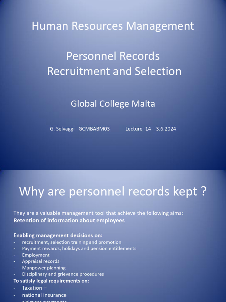Lecture 14 HRM Recruitment-Selection | PDF | Recruitment | Employment