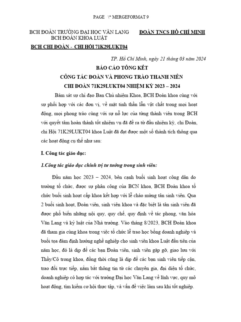 Bao Cao Tong Ket 71k29lukt04. | PDF