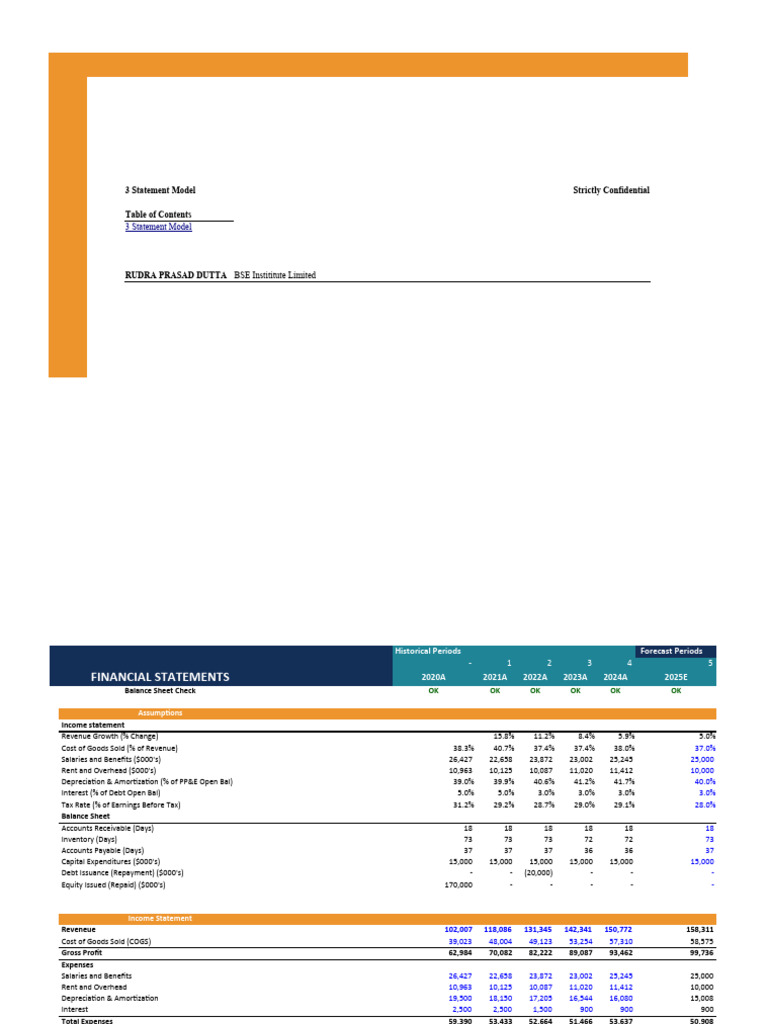 3-Statement Linking-6 May 24-Problem | PDF | Equity (Finance) | Balance ...