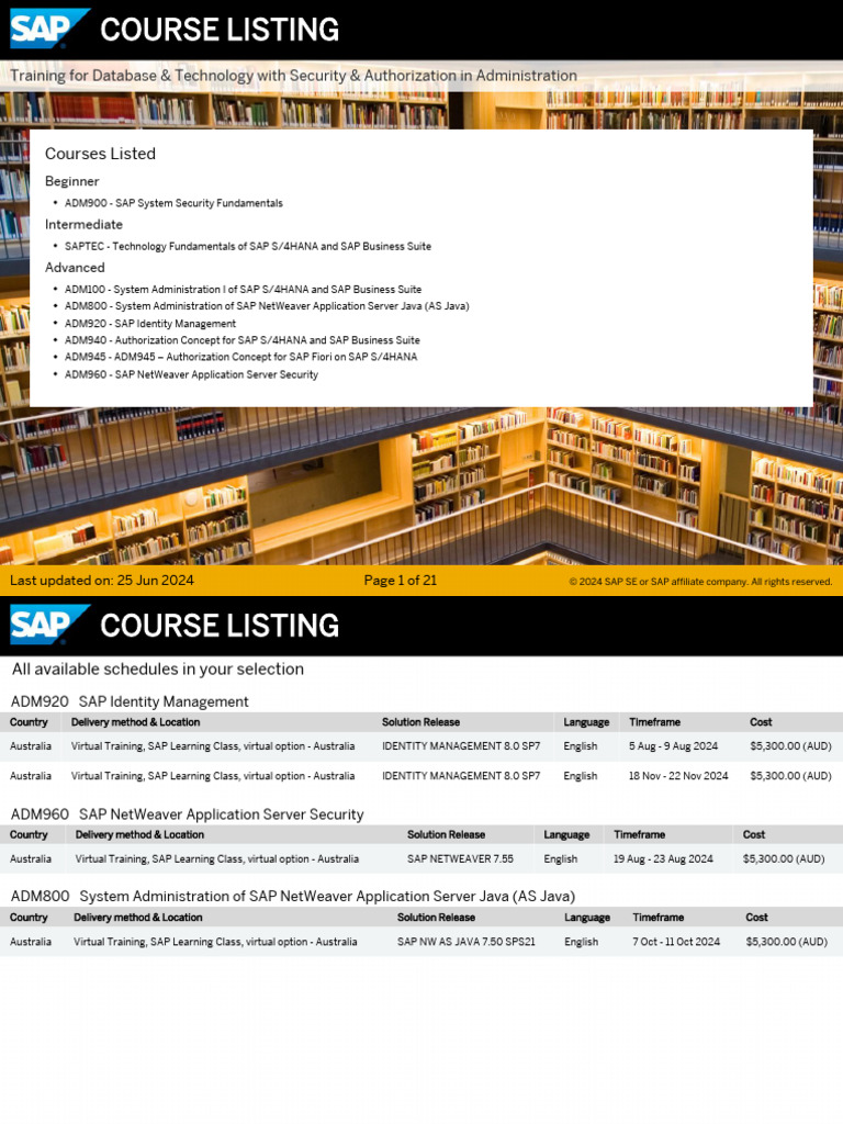 Training For Database & Technology With Security & Authorization in Administration | PDF ...