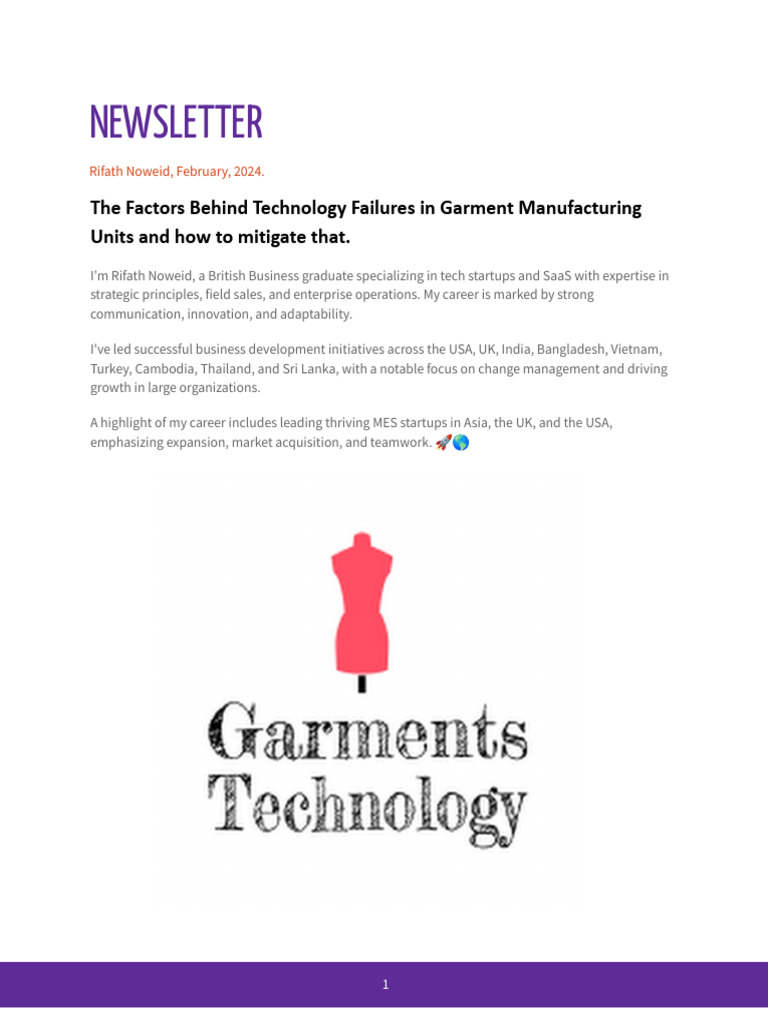 The Factors Behind Technology Failures in Garment Manufacturing Units ...