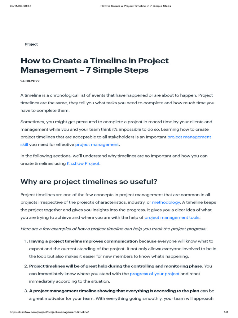 How To Create A Project Timeline in 7 Simple Steps | PDF | Project ...