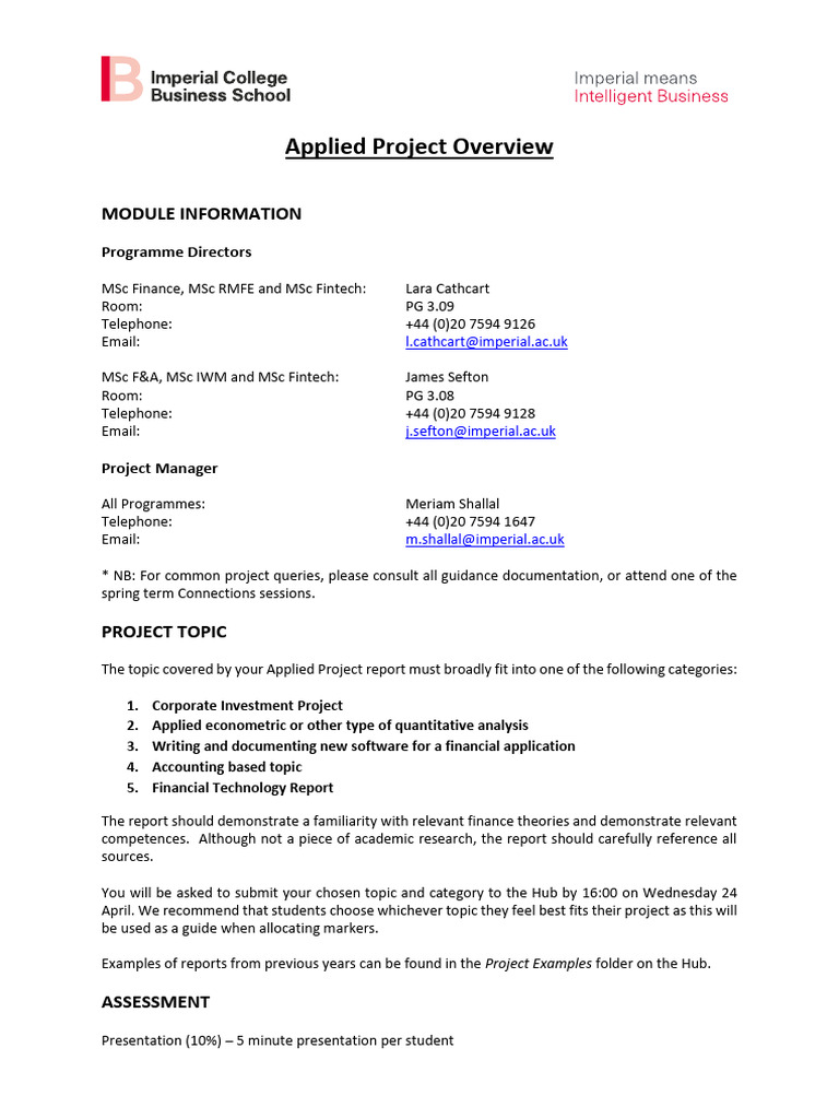 Applied Project Overview | PDF