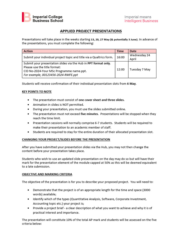 Assessed Presentations | PDF