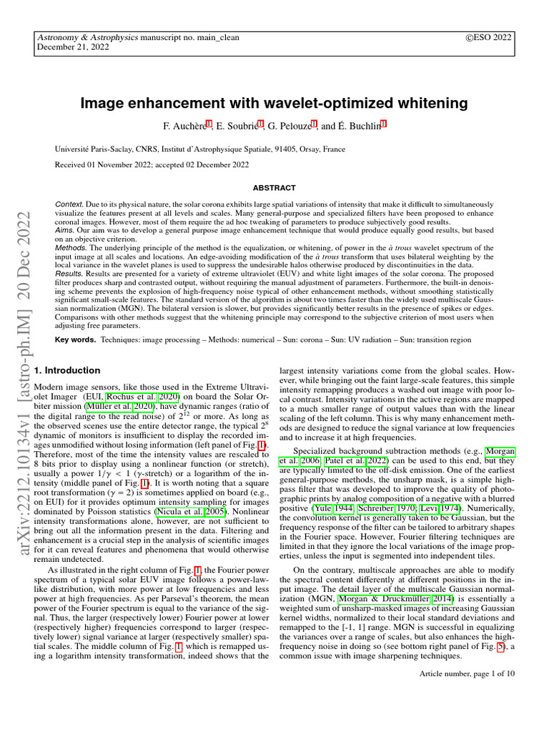 Image Enhancement With Wavelet-Optimized Whitening | PDF | Wavelet ...