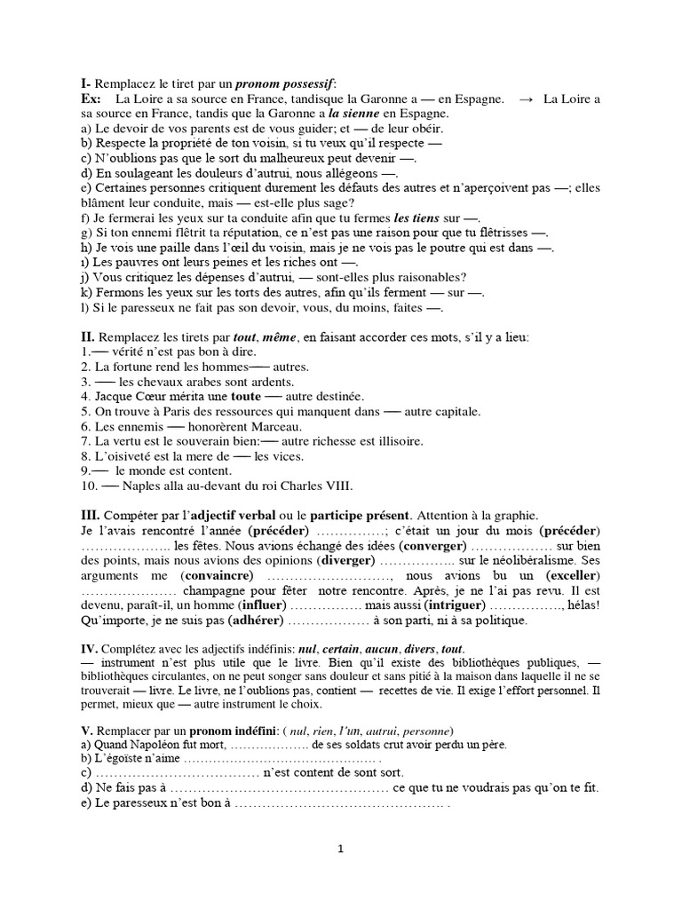 Grammaire-Exercises Avec Les Questions. | PDF | Linguistique