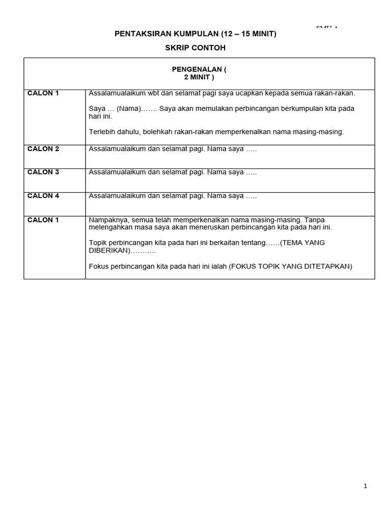 Skrip Contoh Kumpulan | PDF