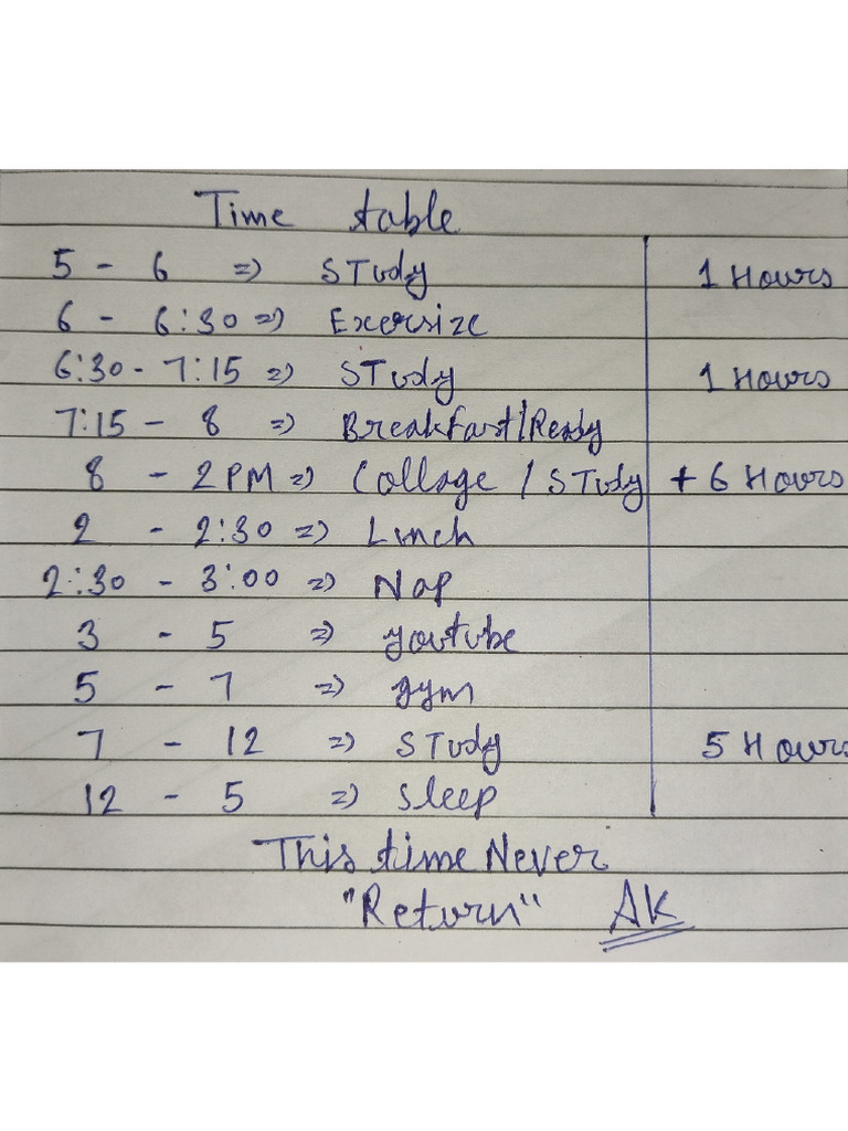 Time Table Daily | PDF
