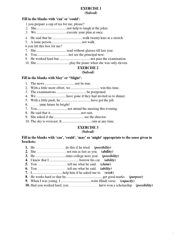 593533-Class IX Worksheet On MODALS | PDF | Grammar | Linguistics