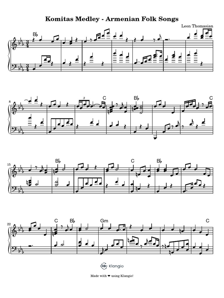 Komitas Medley - Armenian Folk Songs | PDF