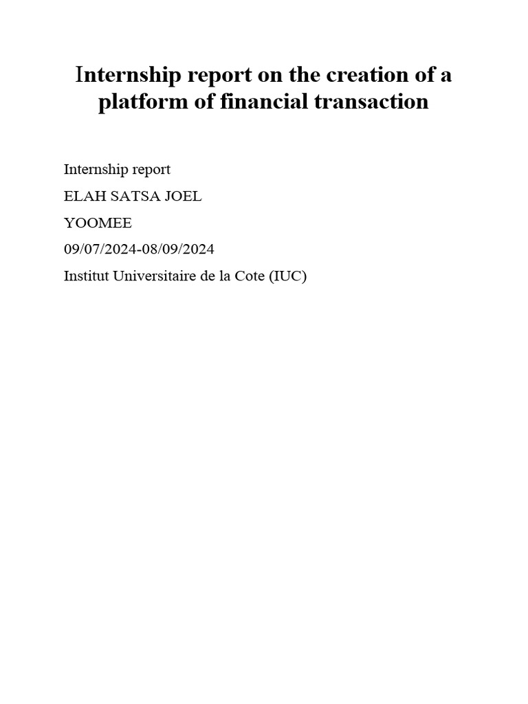 Internship Report On The Creation of A Platform of Financial | PDF ...