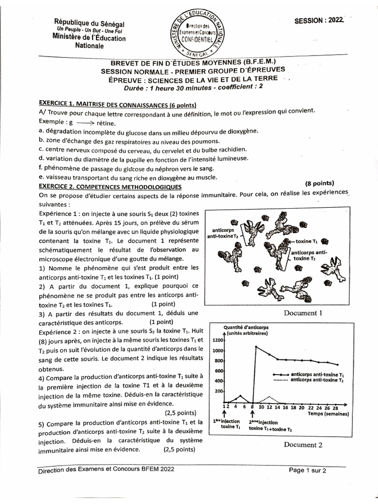 Épreuve SVT Bfem 2022 | PDF