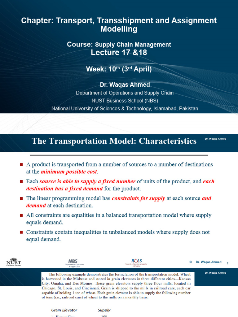 Lec 17 18 Transportation Transhipment And Assignment Models Pdf