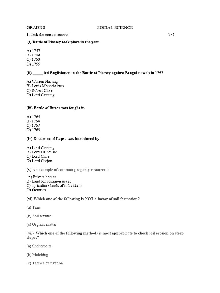 PT Grade 8 Social Science | PDF | British India | Earth Sciences