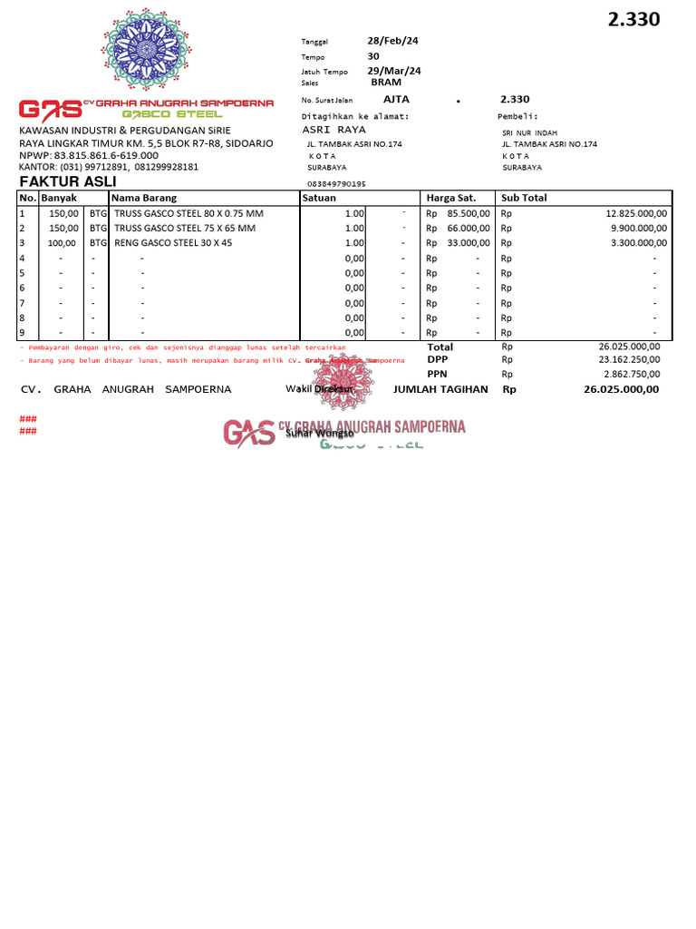Nota Gesco Asri Raya Asli | PDF