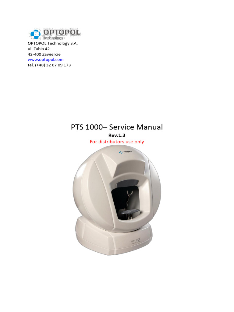Service Manual PTS 1000 Rev 1.3 | PDF | Installation (Computer Programs ...
