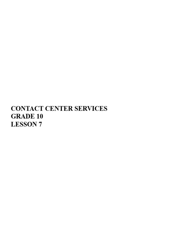 CCS Module For Lesson 7 | PDF | Communication | Call Centre