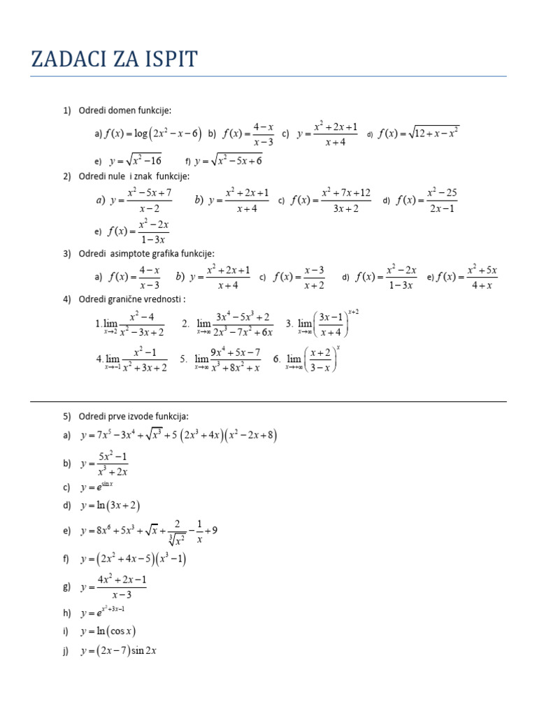 Zadaci Za Ispit | PDF