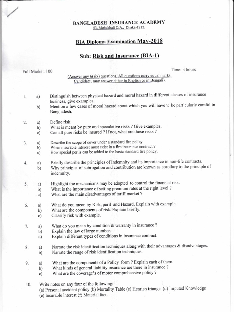 BIA-1 Merged | PDF | Insurance | Risk