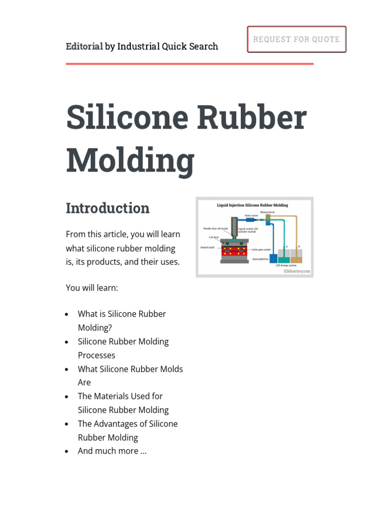 Silicone Rubber Molding - Types, Materials, Processes & Uses | PDF ...